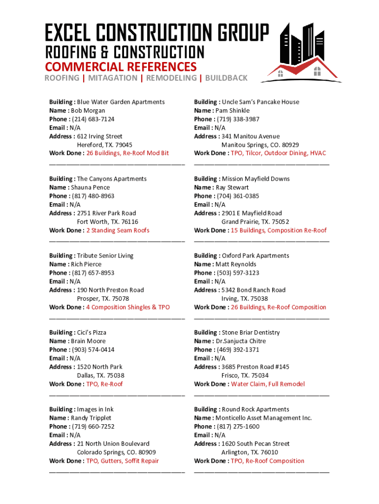 Fillable Online EXCEL CONSTRUCTION GROUP Fax Email Print - pdfFiller