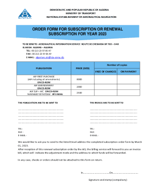 Fillable Online ORDER FORM FOR SUBSCRIPTION OR RENEWAL ... Fax Email Print - pdfFiller