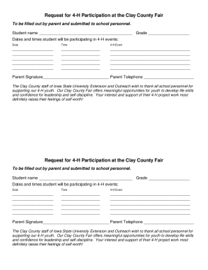 Fillable Online Clay County Fair Excuse Form Fax Email Print - pdfFiller