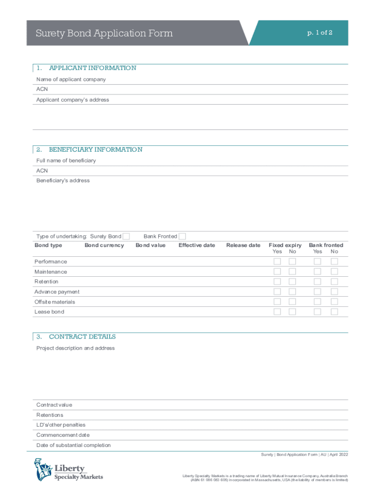 Fillable Online Surety Bond Application Form Fax Email Print - pdfFiller