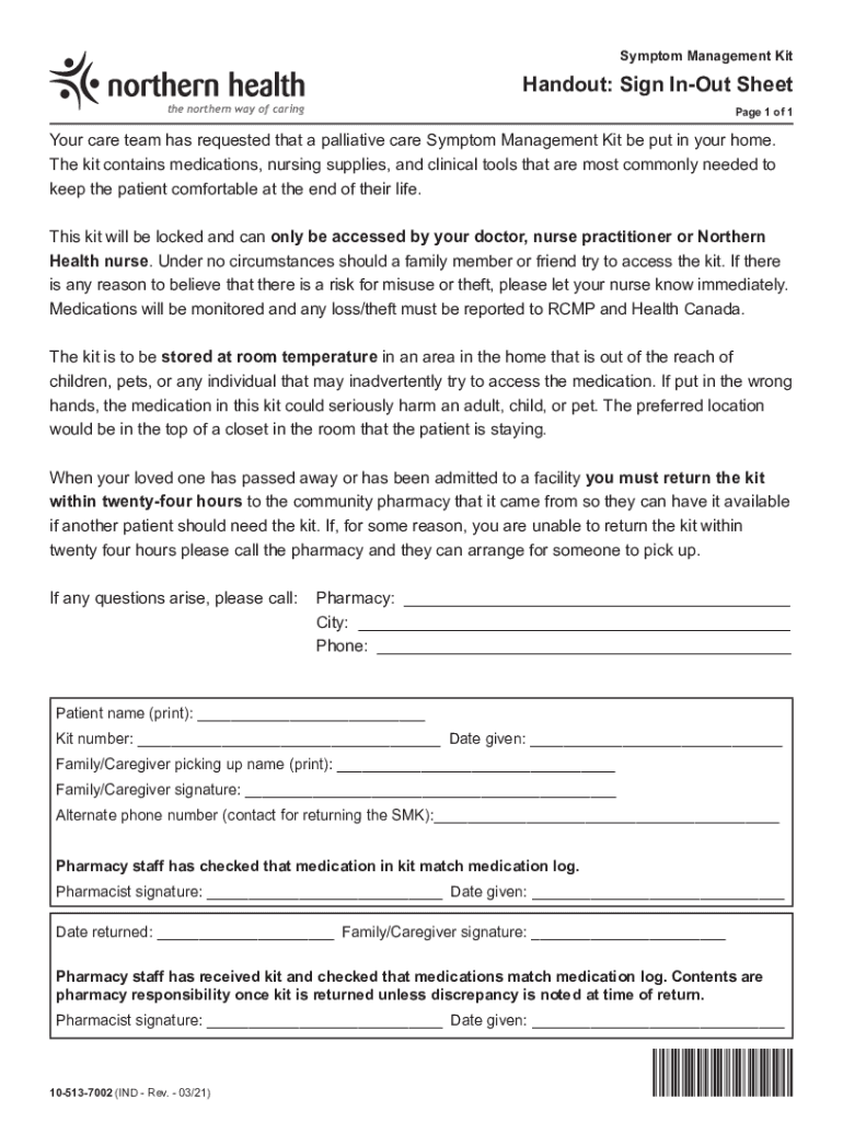 Fillable Online Handout: Sign In-Out Sheet Fax Email Print - pdfFiller