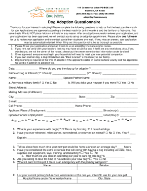 Fillable Online Adoption Application - Downtown Dog Rescue Fax Email ...