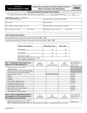 Fillable Online Arizona Form 165 Schedule K-1(NR) - TaxFormFinder Fax ...