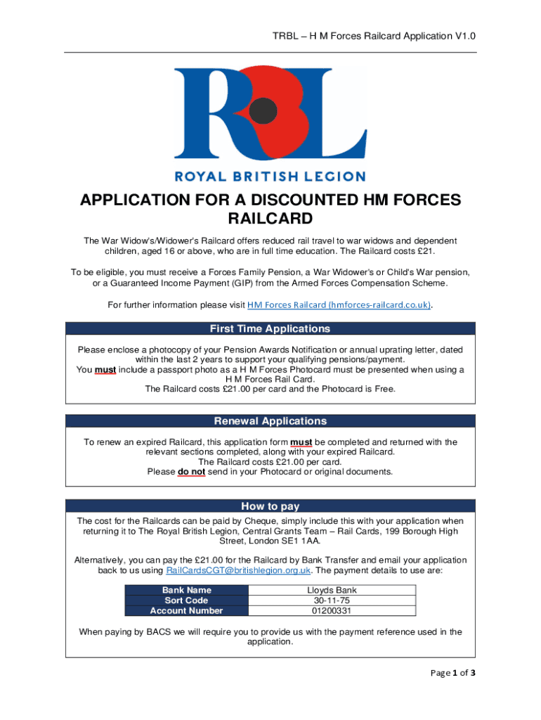 Fillable Online Application Form - Veterans Railcard Fax Email Print ...