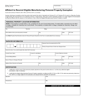 Fillable Online 5277, Affidavit to Rescind Exemption of ... - State of Michigan Fax Email Print ...