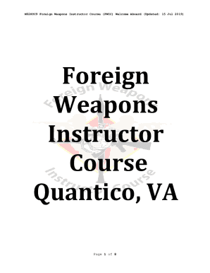 Fillable Online Foreign Weapons Instructor Course - Training Command ...