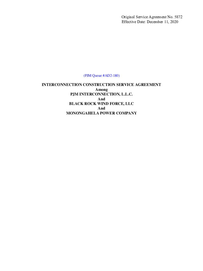 Fillable Online Original Service Agreement No. 5872 Effective Date ...
