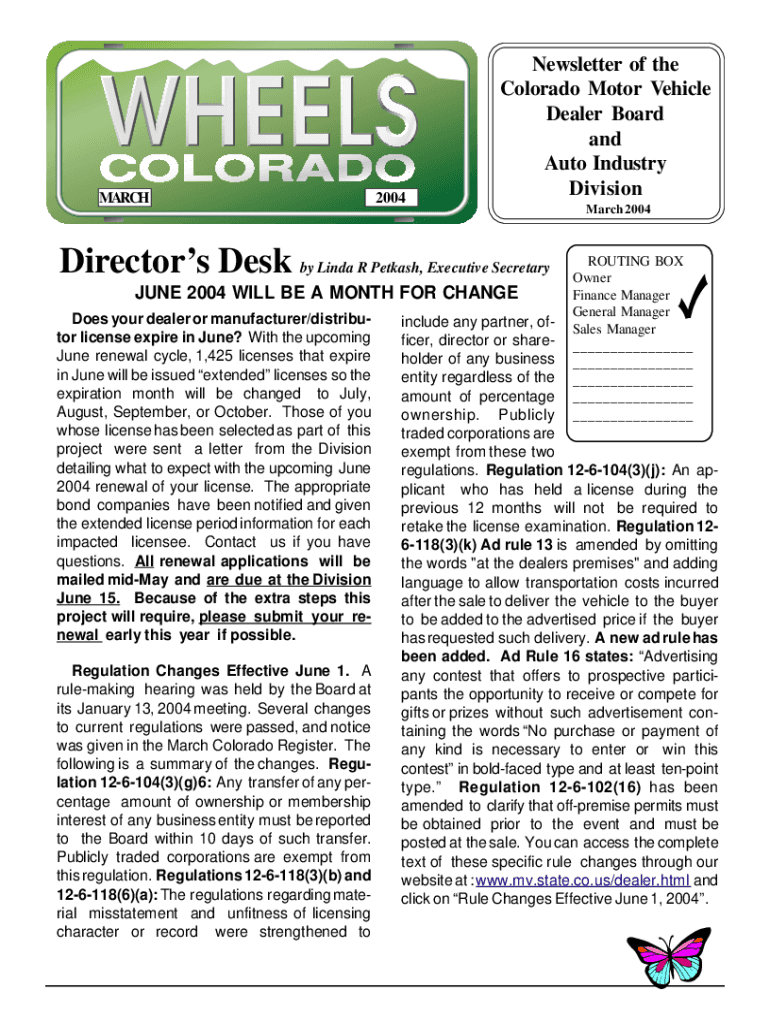 Fillable Online Newsletter of the Colorado Motor Vehicle Dealer Board ...