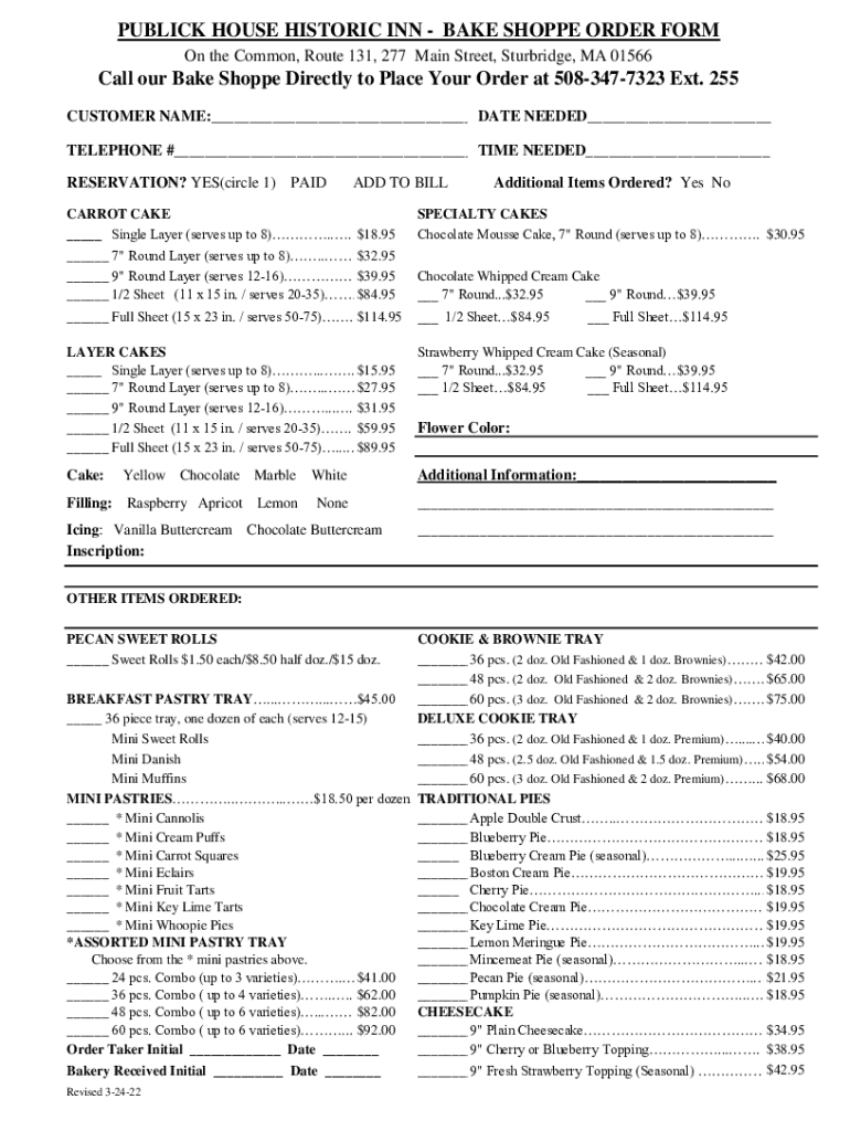 Fillable Online View Our Extensive Menus - The Publick House Historic ...