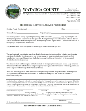 Fillable Online Watauga County Planning and Inspections Fax Email Print - pdfFiller