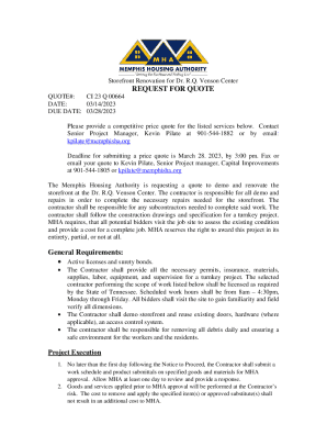 Fillable Online REQUEST FOR QUOTE General Requirements: Fax Email Print ...