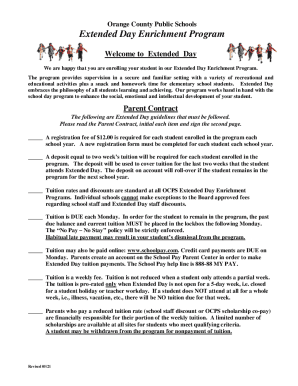 Fillable Online Extended Day/School Age Services - OCPS Fax Email Print ...