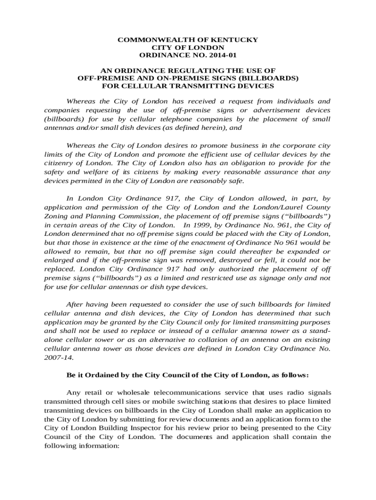 Regulating the use of Off On Premise Signs Ordinance Doc Template ...