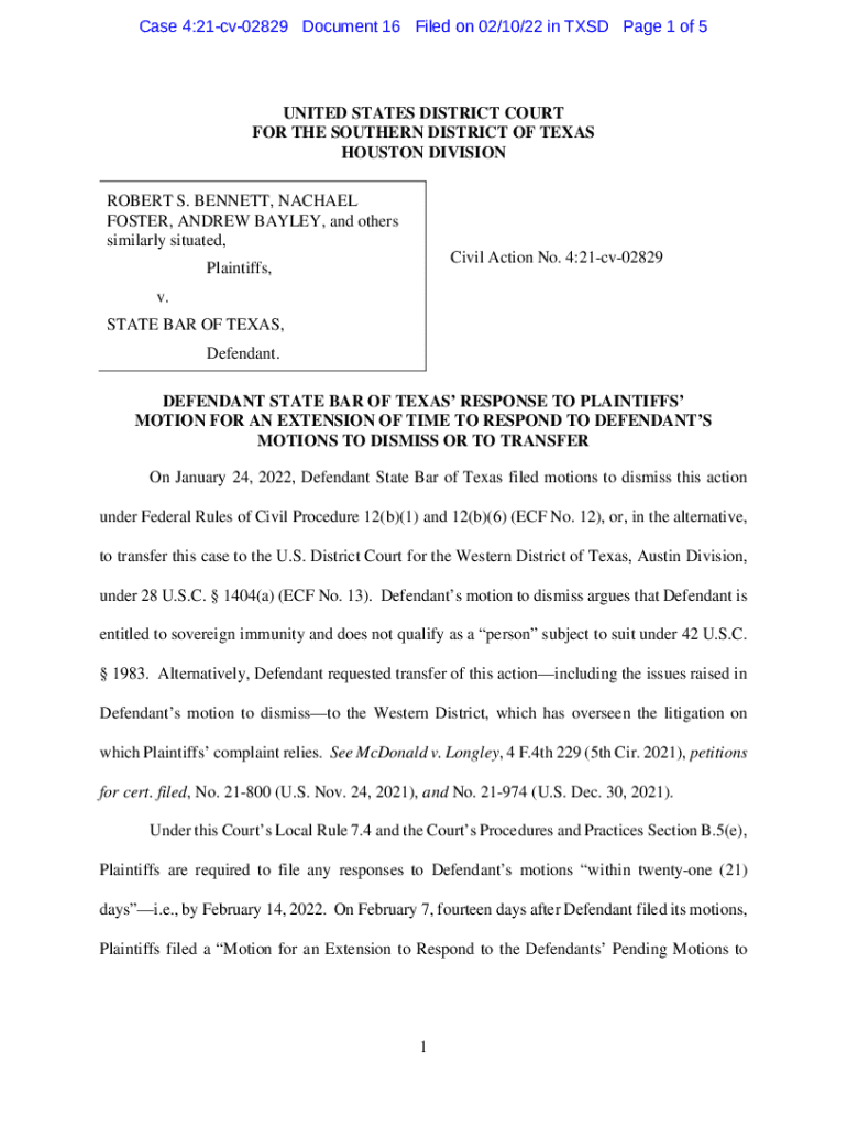 Fillable Online United States District Judge Alfred H. Bennett Fax ...