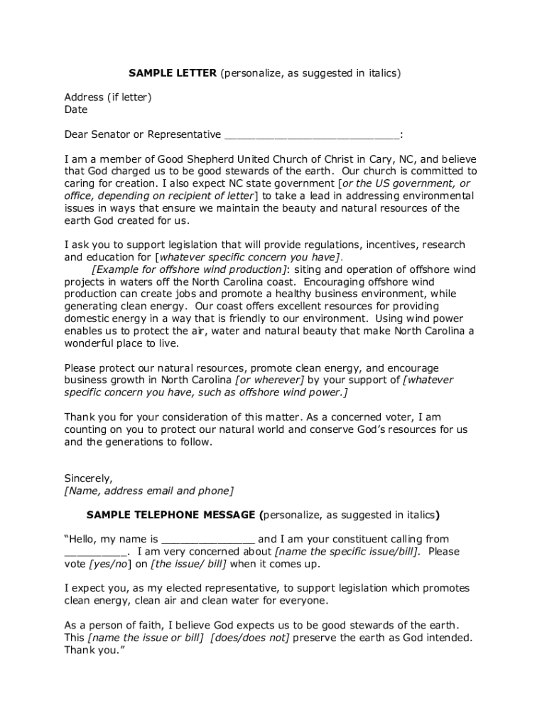 Fillable Online SAMPLE LETTER (personalize, as suggested in italics ...