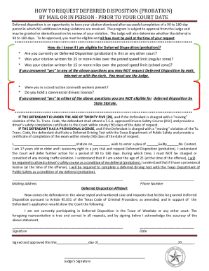Fillable Online Instruction Sheet (Deferred Disposition ... - City of ...