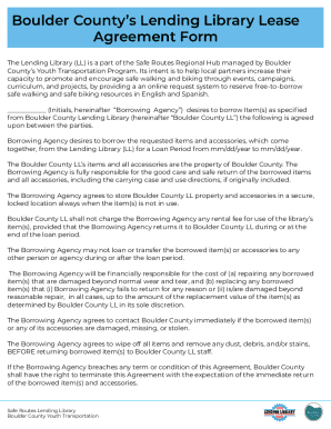 Fillable Online Boulder County's Lending Library Lease Agreement Form ...