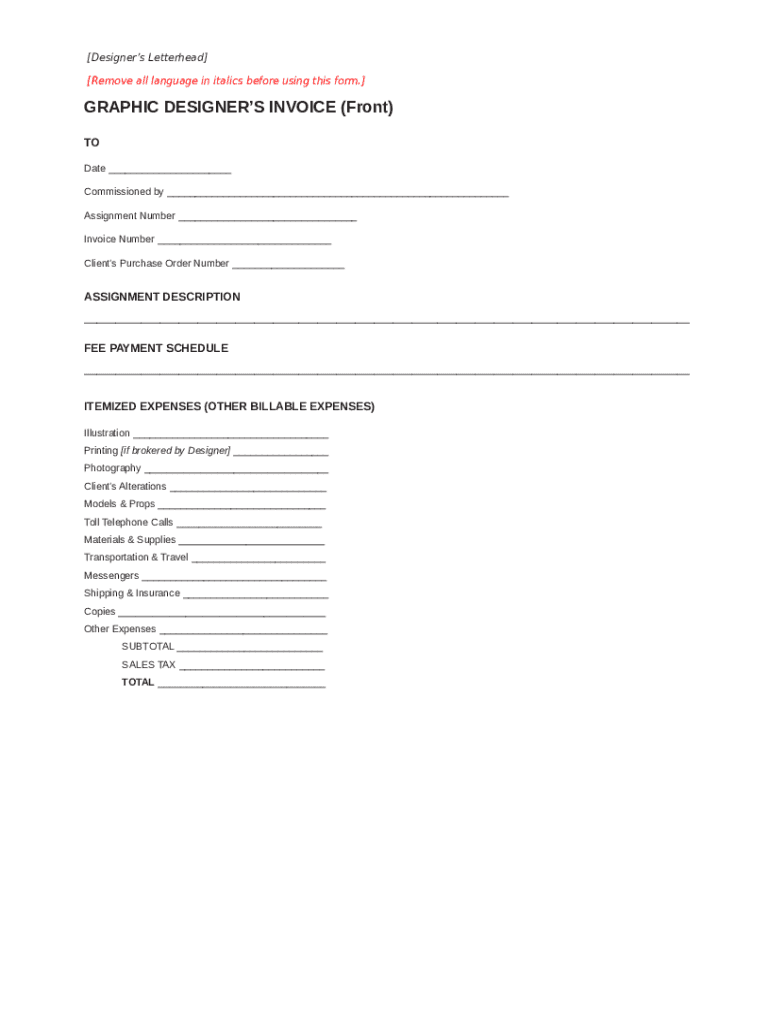 Invoice templates for graphic designers - SumUp Doc Template | pdfFiller