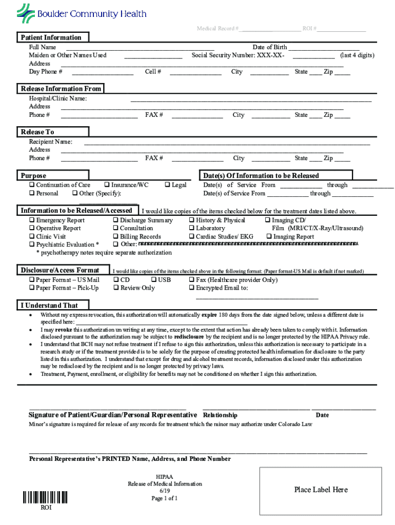 Fillable Online The Components of a Medical Record - American Retrieval ...