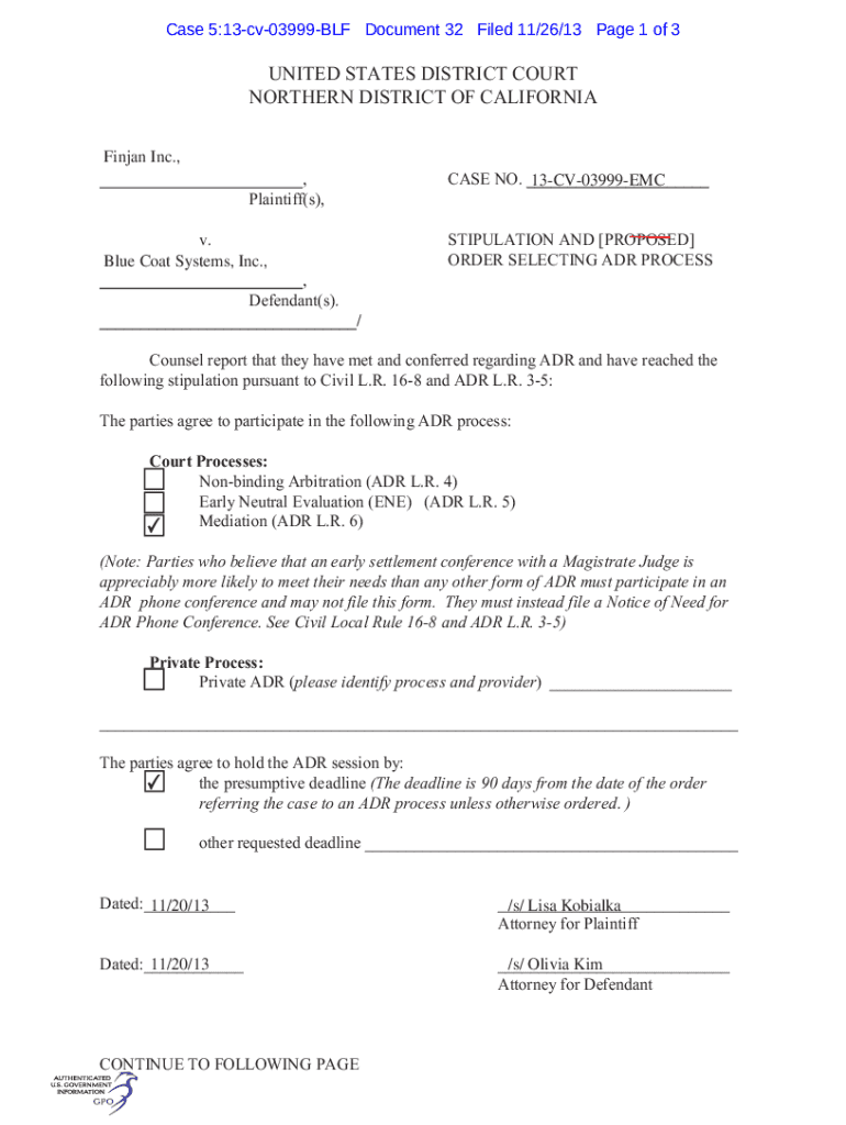 Fillable Online Finjan, Inc. v. Blue Coat Systems, Inc., Case No. 13-cv ...