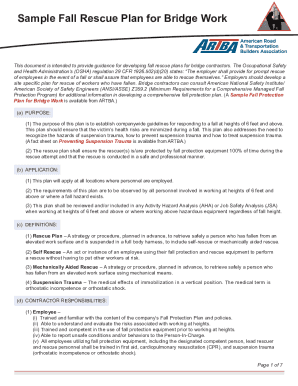 Fillable Online Sample Fall Rescue Plan for Bridge Work Fax Email Print ...