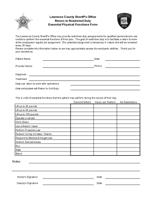 Fillable Online CHAPTER 22A Return to Restricted Duty Form Fax Email ...