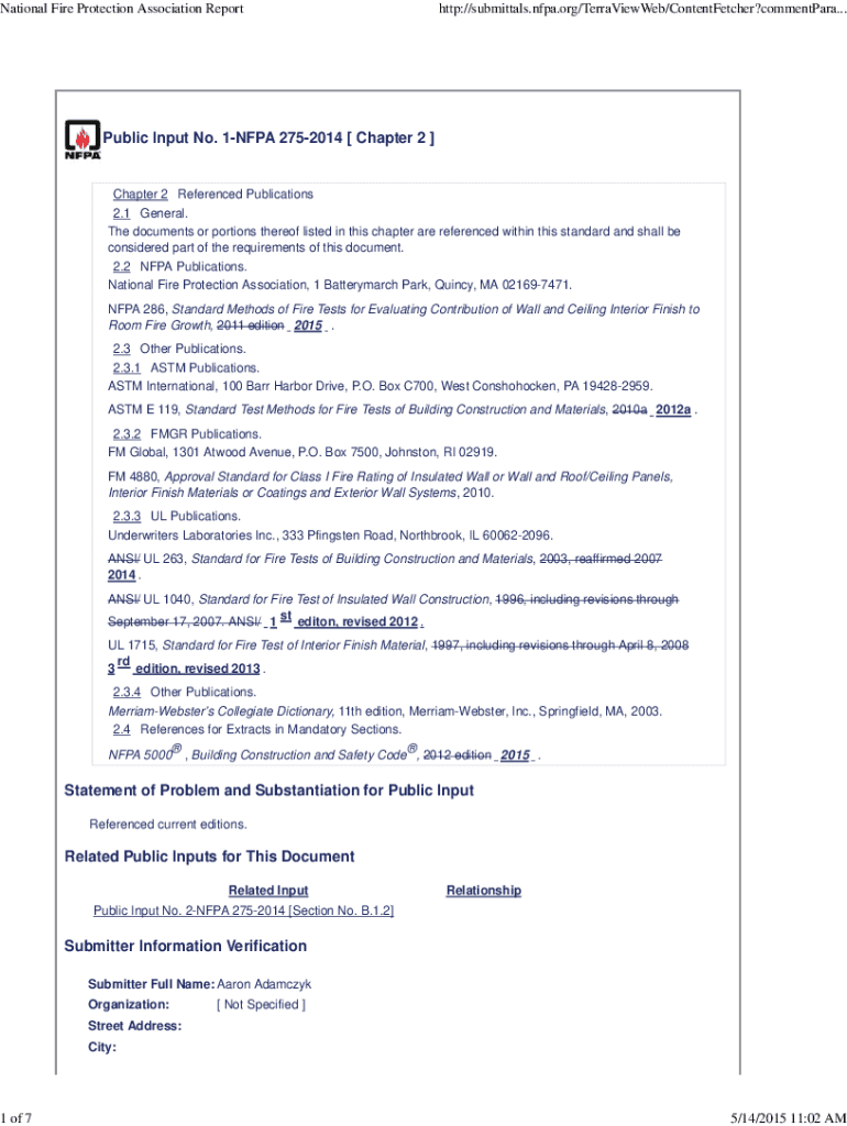 Fillable Online NFPA 286, Standard Methods of Fire Tests for Evaluating ...