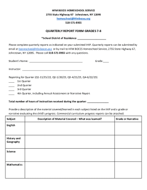 Fillable Online QUARTERLY REPORT FORM GRADES (K) 1-6 Fax Email Print ...