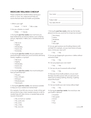 Fillable Online Medicare Wellness Checkup Please complete this ...