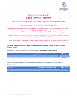 Fillable Online Quick Reference Guide: Signup Form Management Fax Email Print - pdfFiller