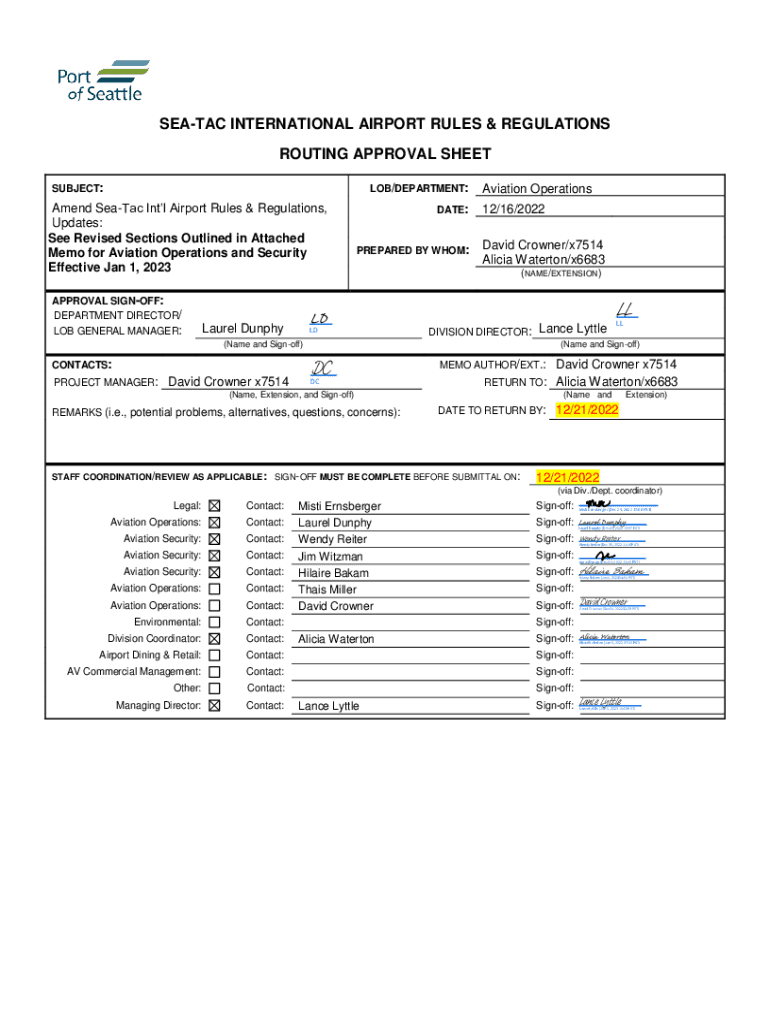 Fillable Online SEA Airport Tariffs, Rules and RegulationsPort of Seattle Fax Email Print ...