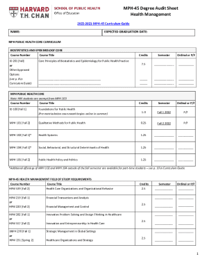 Fillable Online MPH-45 Degree Audit Sheet Health Management Fax Email ...