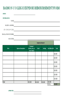 Fillable Online Travel Allowance Expense Reimbursement Form Fax Email ...