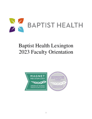 Fillable Online Faculty and Student Orientation at Baptist Health Lexington Fax Email Print ...
