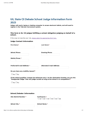 Fillable Online UIL Speech & Debate Judge Interest Form Fax Email Print ...