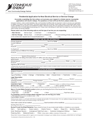 Fillable Online Residential Application for New Electrical Service or ...
