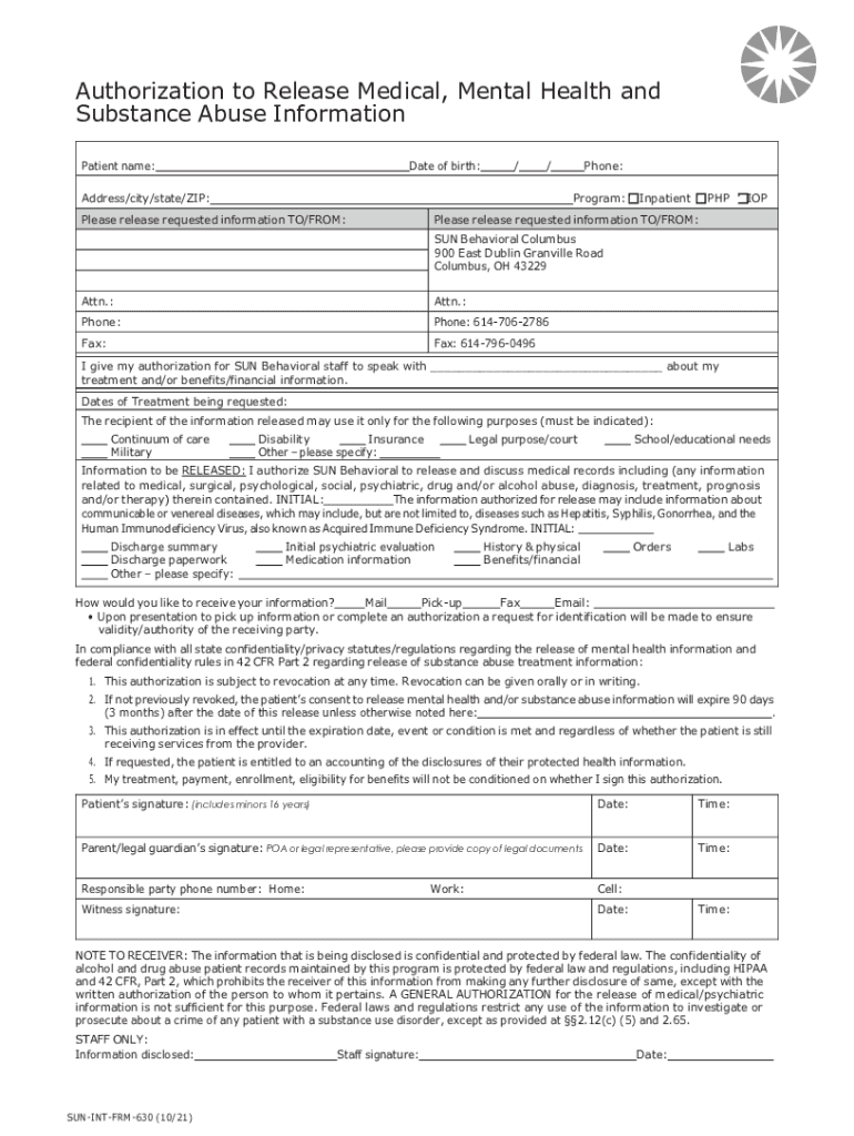 Fillable Online Authorization to release mental health records Fax Email Print - pdfFiller
