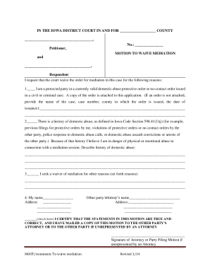 Fillable Online Motion to Waive Mediation - Pleading Wizard Fax Email Print - pdfFiller