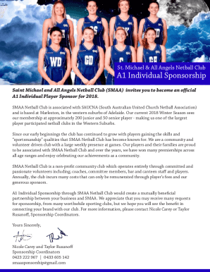Fillable Online St. Michael & All Angels Netball Club - A1 Individual ...