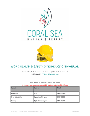 Fillable Online 1 WORK HEALTH & SAFETY SITE INDUCTION MANUAL Health ...