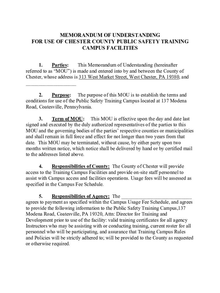 Fillable Online Memorandum of Understanding (MOU) and Certificate of ...