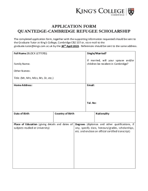 Fillable Online application form quantedge-cambridge refugee ...
