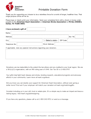 Fillable Online American Heart Association Vehicle Donation Program Fax ...