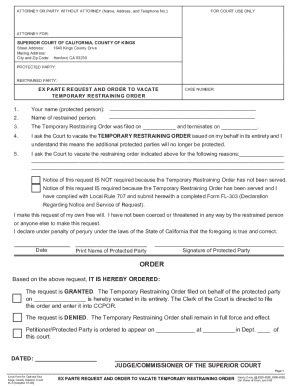 Fillable Online The request is GRANTED. The Temporary Restraining Order ...