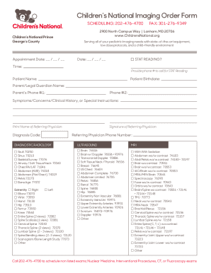 Fillable Online Children's National Imaging Order Form Fax Email Print ...