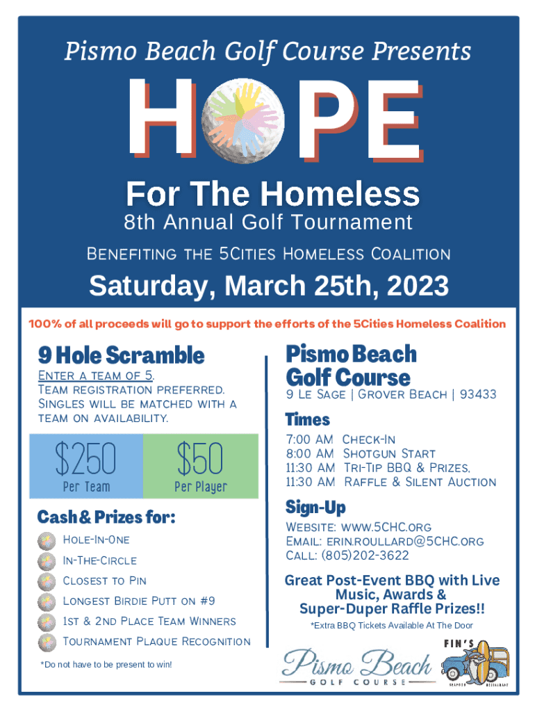 Fillable Online 8th Annual Hope for the Homeless Golf Tournament Fax ...