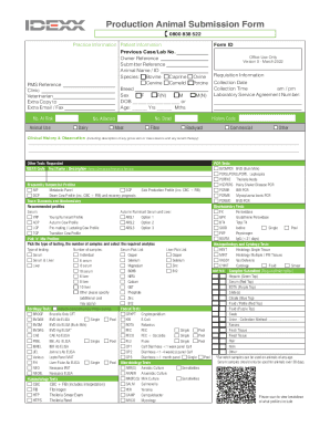 Fillable Online Production Animal Submission Form - Idexx Fax Email ...