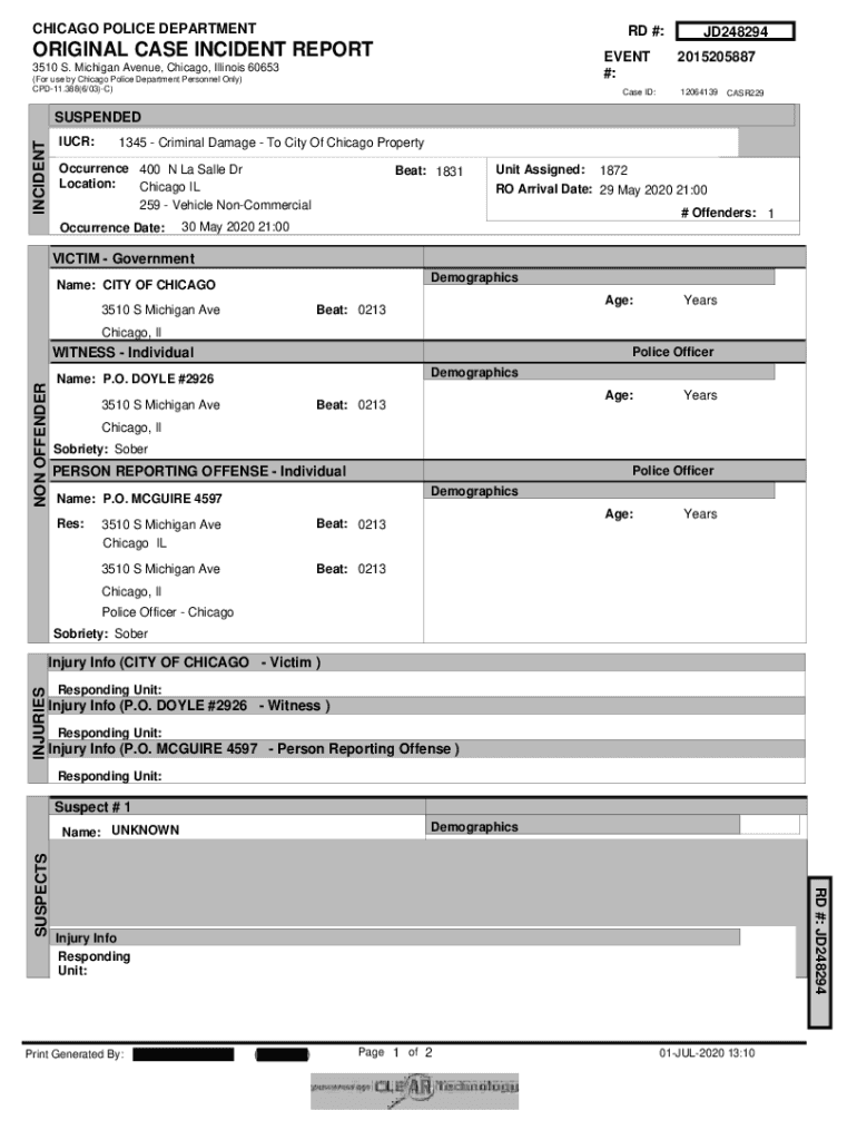 Fillable Online Chicago Police Department - Facebook Fax Email Print ...