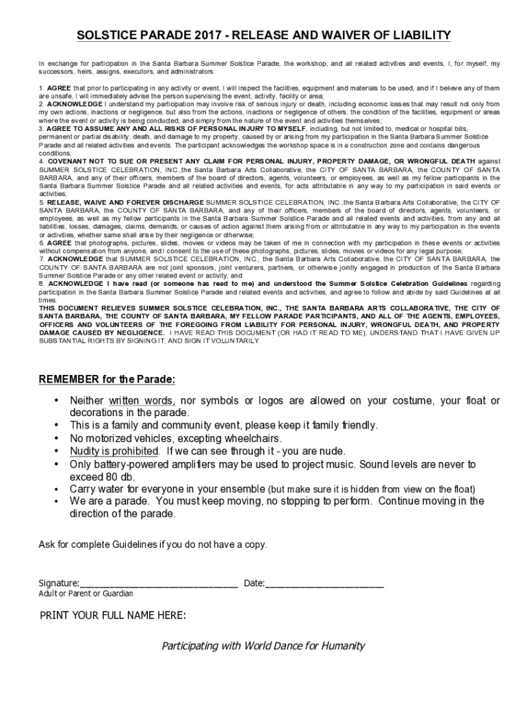 Fillable Online Island Lake July 4 Parade LIABILITY WAIVER THAT MUST BE ...