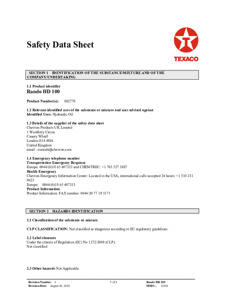 Fillable Online Safety Data Sheet SECTION 1: Identification of the ...